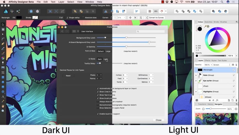 Serif Labs、Mac用グラフィックツール「Affinity Designer/Photo v1.6」に「Light UI」モードを追加。 | AAPL Ch.