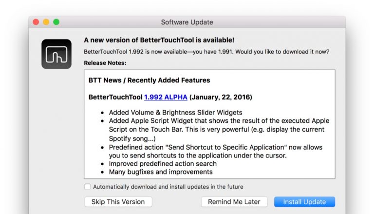 Macの入力支援ツール「BetterTouchTool」がアップデートし、Apple Scriptの実行結果をTouch Bar上に表示する事が可能に。 | AAPL Ch.