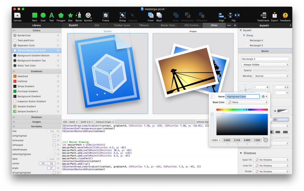 ベクターグラフィックからObj-CやSwiftコードを書き出してくれる「PaintCode」がTouch Barをサポート。 | AAPL Ch.