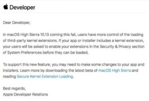 Apple、サードパーティ製カーネル拡張を利用している開発者へ「Secure Kernel Extension Loading」機能を通知。 | AAPL Ch.