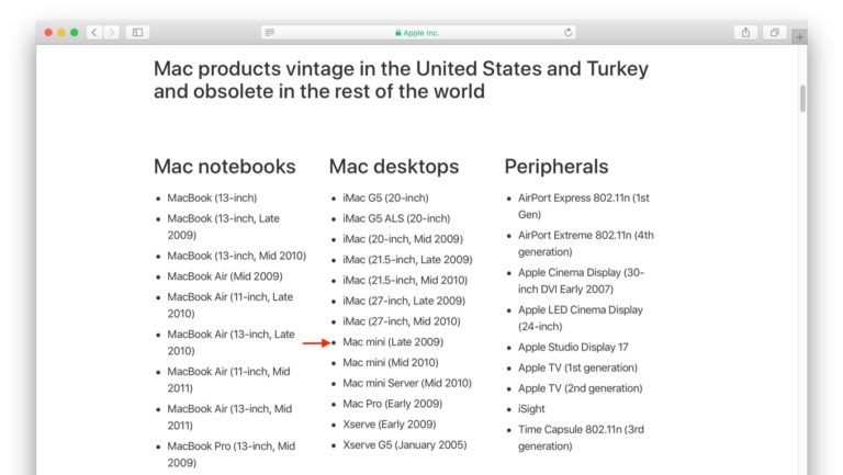 Apple、Mac mini (Late 2009)を全世界でのオブソリート製品へ追加。 | AAPL Ch.