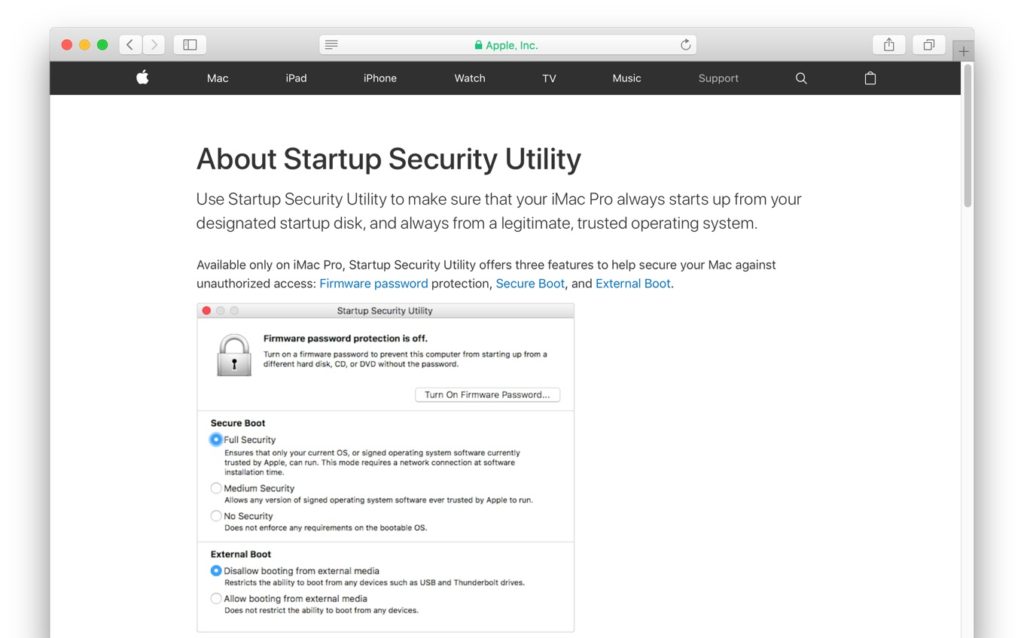 Apple、T2チップを搭載した「iMac Pro」のセキュアブート機能についての情報を公開、Full SecurityはiOSレベルの ...