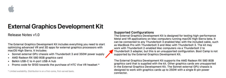 macOS 10.13.4 betaではThunderbolt 1または2搭載のMacでTB3アダプタ接続のeGPUが利用できない状態に ...