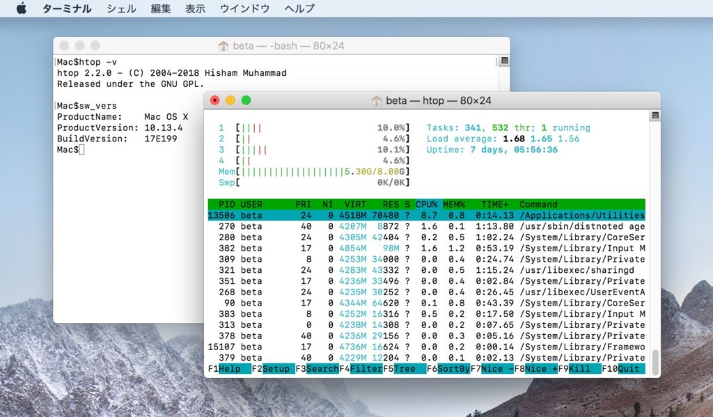 macOS High Sierraでのフリーズ問題に対応するため、OSのバージョン検出機能を搭載した「htop v2.2.0」がリリース ...