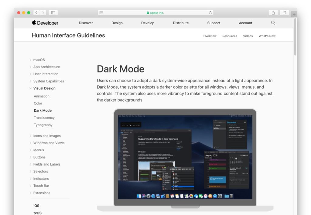 Apple、Human Interface GuidelinesをアップデートしmacOS Mojaveの「Dark Mode」についての項目 ...