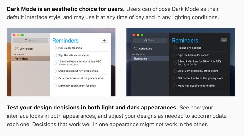 Apple、Human Interface GuidelinesをアップデートしmacOS Mojaveの「Dark Mode」についての項目 ...