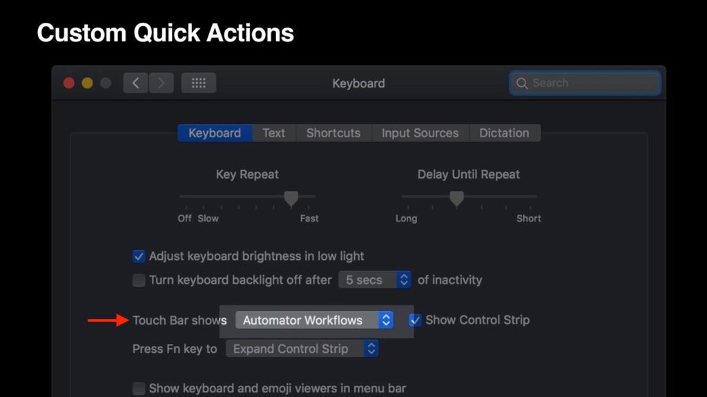 macOS 10.14 MojaveではMacBook ProのTouch Barがよりユーザーに開放され、Automatorで作成したワークフローを登録可能に。 | AAPL Ch.