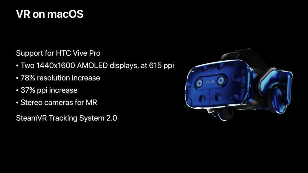 macOS 10.14 Mojaveでは一部のMacでHTC VRヘッドセットのプラグインプレイと「Vive Pro」がサポート ...