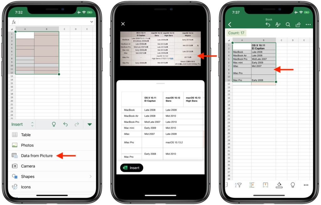 Microsoft、撮影した写真内の表を直接テーブル化してくれる機能を「Excel for iOS」にもロールアウト開始。 | AAPL Ch.