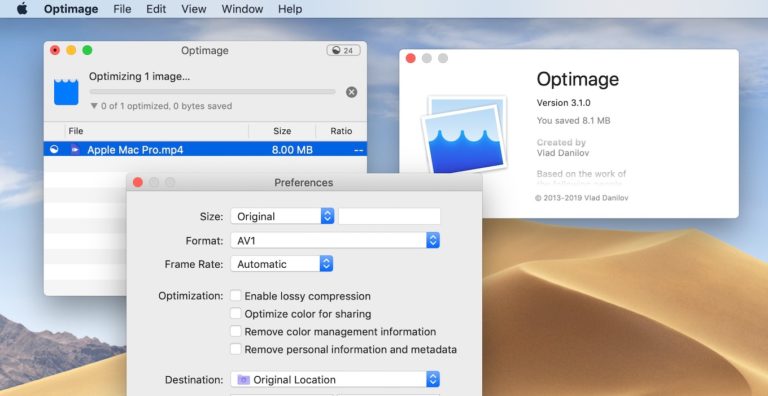 画像圧縮ツール「Optimage for Mac」がAV1を実験的にサポートし、JPEG/SVG圧縮やコマンドラインツールなどを改善。 | AAPL Ch.