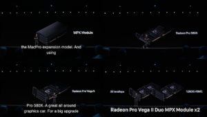 Mac Pro用拡張モジュール「MPX」仕様のRadeon Pro 580X/Vega II Duo GPUを搭載した場合に利用可能なPro ...