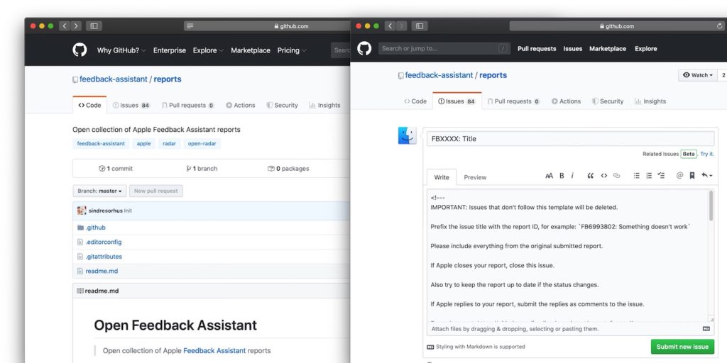 Open RadarのようにAppleへのフィードバックを公開できるGitHubリポジトリ「Open Feedback Assistant」が ...