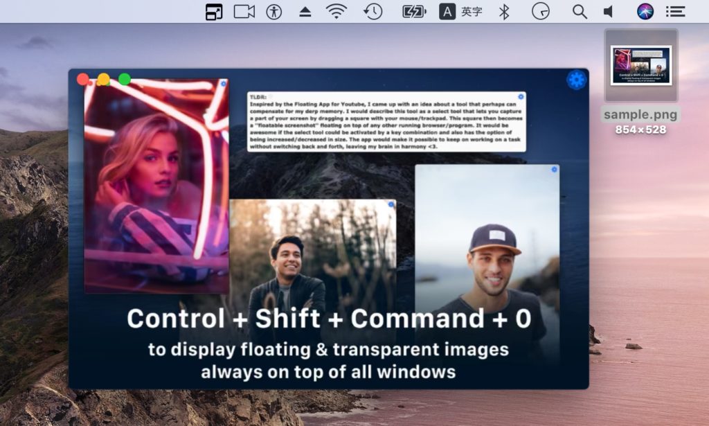 クリップボード上の画像などをフローティング・ウィンドウにしてデスクトップ上に表示してくれるMac用ユーティリティ「Floating」がリリース。 | AAPL Ch.