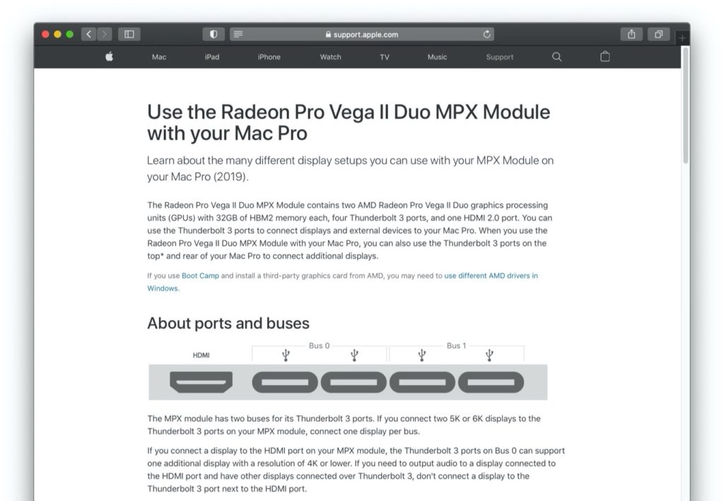 Apple、「Radeon Pro Vega II Duo MPX Module」の仕様をアップデート、MPX Module x1枚で最大4台 ...