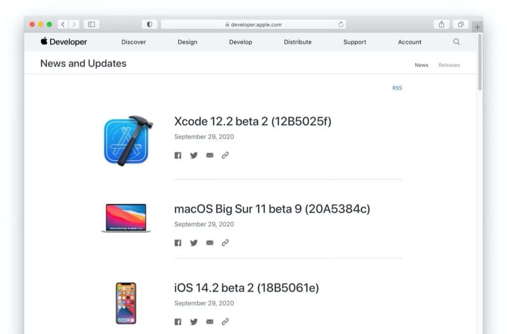 Apple、開発者向けに「macOS Big Sur beta 9 Build 20A5384c」や「iOS 14.2 beta 2 ...