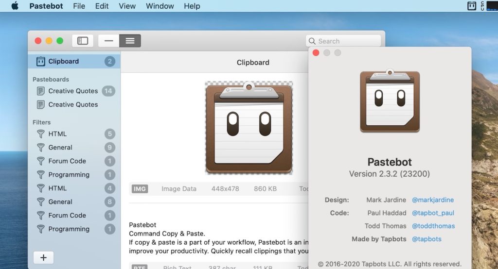 Tapbots、他のアプリからの直接ペーストを可能にしたMac用クリップボードアプリ「Pastebot v2.3.2」アップデートをリリース。 | AAPL Ch.