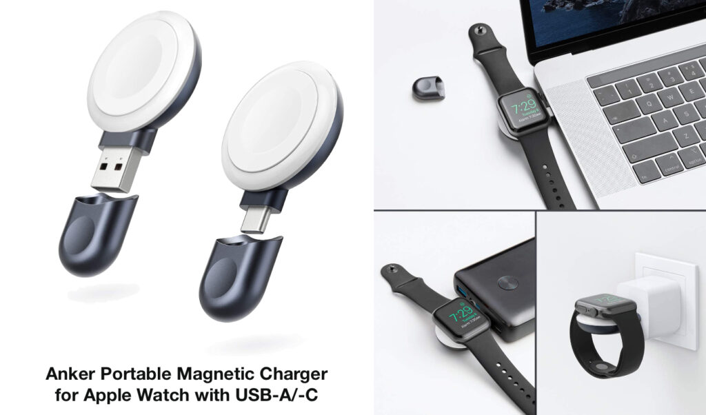 米Anker、MacやiPadなどのUSB-A/-Cポートに接続しApple Watchを充電できるMFi認証取得のワイヤレス充電器「Anker Portable Magnetic ...