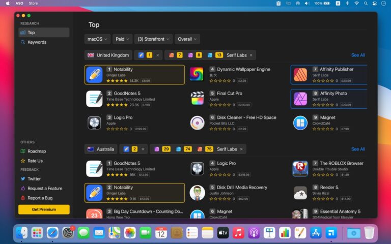 Appleの各国のApp Storeランキングやキーワード検索順位が確認できるMacアプリ「ASO Optimize & Find ...
