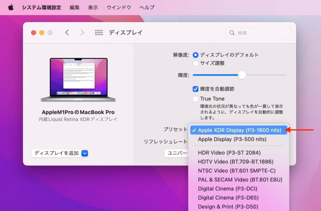 MacBook ProのLiquid Retina XDRやPro Display XDRディスプレイの輝度をシステム設定以上に変更できる ...