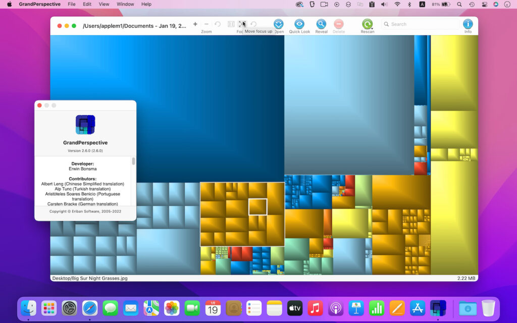 Macのディスク使用量を可視化してくれるユーティリティ「GrandPerspective」がキーボード操作に対応。