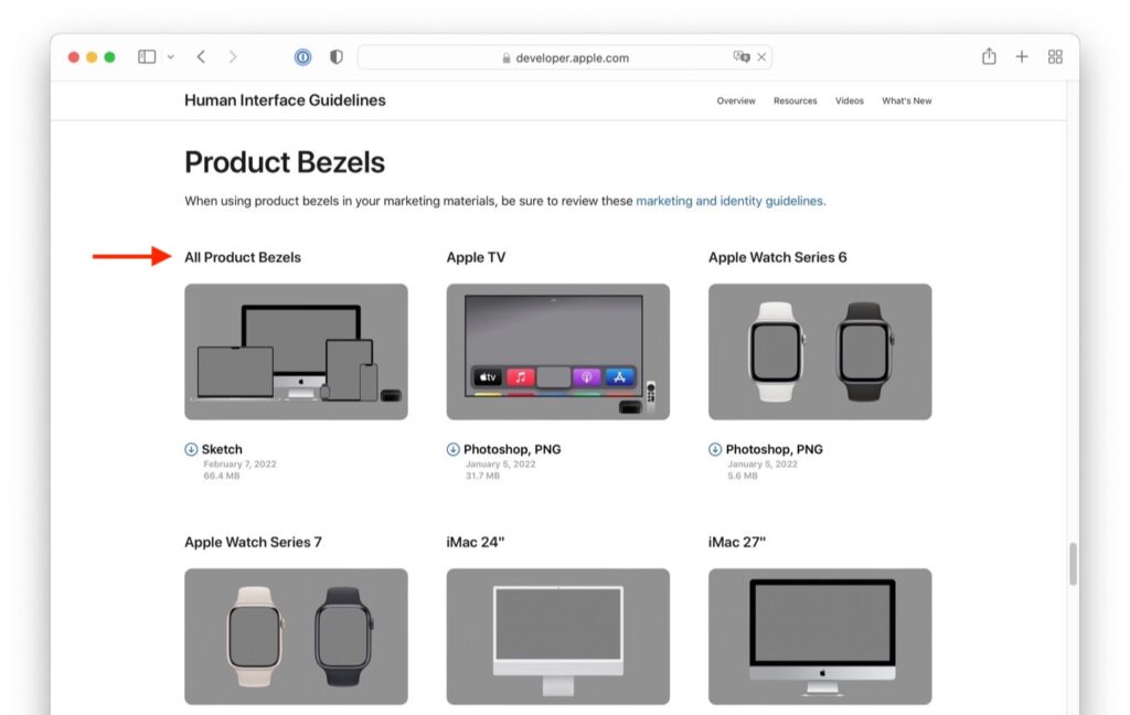 Apple、最新のMacからiPhoneやiPad、Apple Watch、Apple TVデバイスを網羅したSketch用ベゼルテンプレート ...