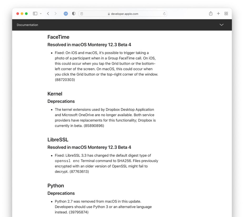 Apple、開発者向けに「macOS 12.3 Monterey beta 4」や「iOS/iPadOS 15.4 beta 4」などを公開。