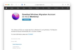 Apple、Windows PCからMacへデータを移行するための「Windows移行アシスタント v2.4.0.2 (Monterey)」を ...