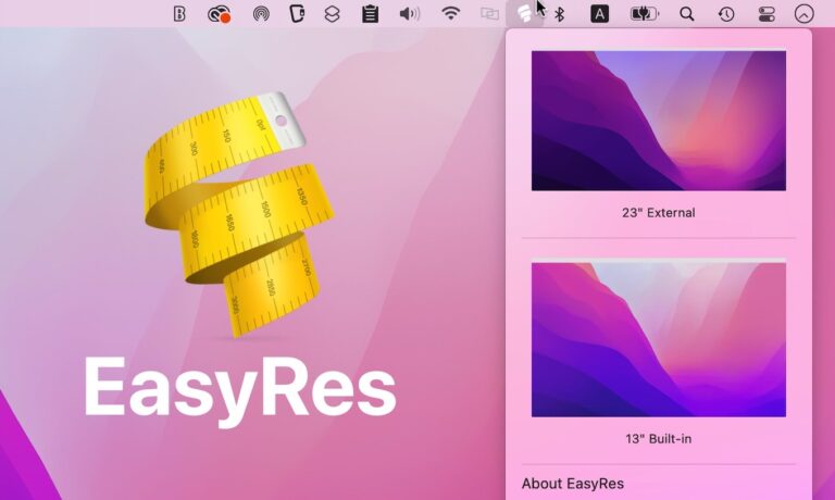 Macに接続されたディスプレイの解像度をメニューバーから素早く変更できるユーティリティ「EeasyRes」がApple Siliconに対応。