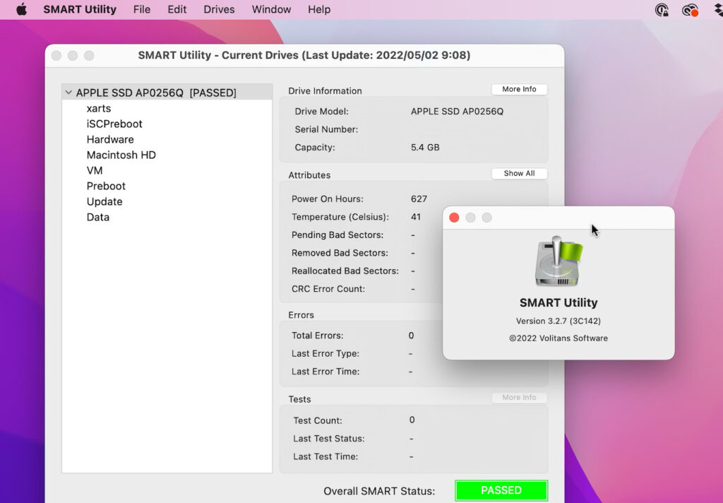 Mac用S.M.A.R.T.ユーティリティ「SMART Utility v3.2.7」がリリース。v3.xとしては最後の無料アップデートで ...