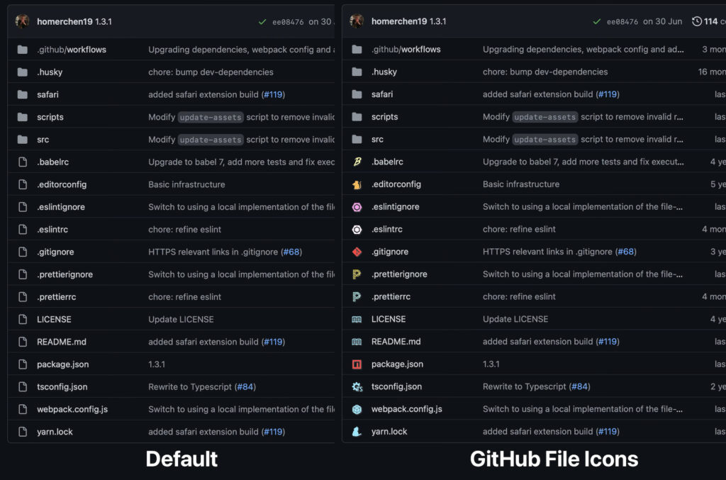 GitHubやGitLabのファイルアイコンをファイルタイプ別に変更してくれるブラウザ拡張「GitHub File Icons」のSafari版がリリース。