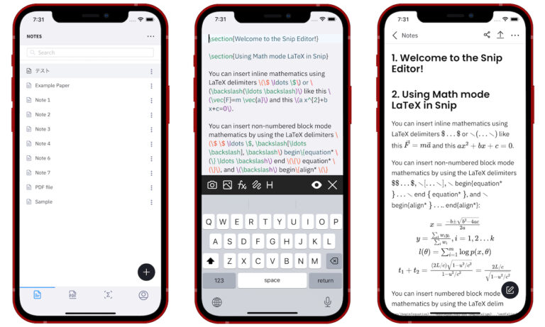 PDFやノート機能、PDFのLaTeX変換、手書き入力のライブアップデートをサポートした数式/科学論文用OCRアプリ「Mathpix Snip for iOS v4.0」がリリース。