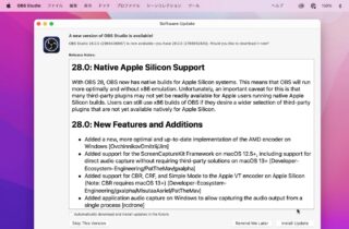 Apple Siliconをネイティブサポートし、ScreenCaptureKitによりパフォーマンスが大幅に向上したライブ配信アプリ「OBS Studio v28.0」が正式にリリース。