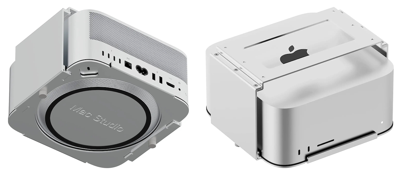 Mac StudioやMac miniを机の下に配置できる組み立て式のマウントが発売。