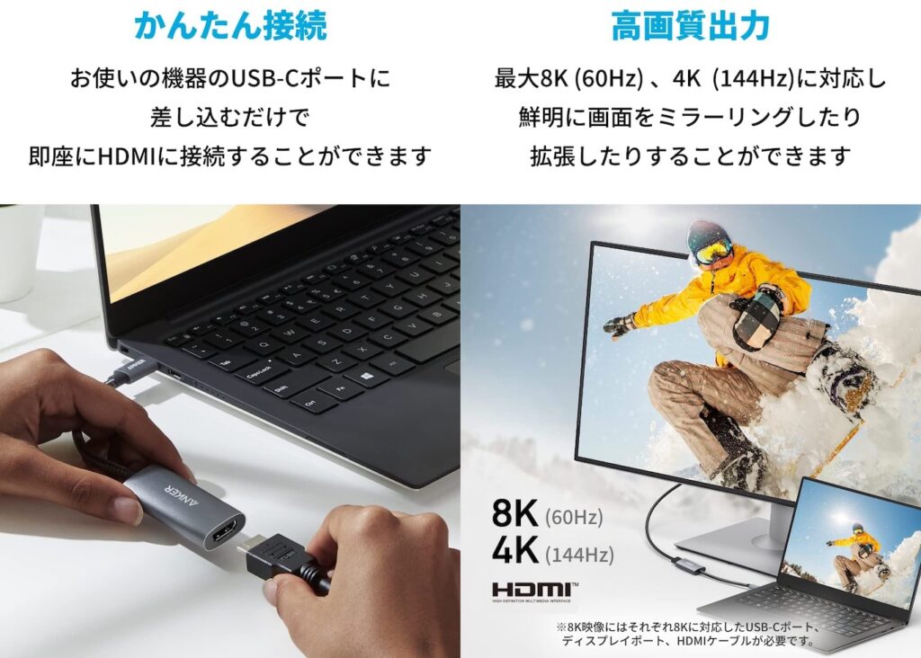 Anker Japan、最大8K/60Hz出力に対応した変換アダプタ「Anker 518 USB-C Adapter (8K HDMI ...