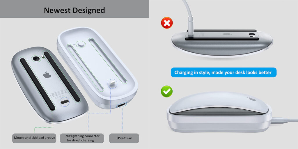 Magic Mouse 2を裏返さずに充電でき、Qiワイヤレス充電器としても利用可能な充電ステーション「HONKID Charging ...