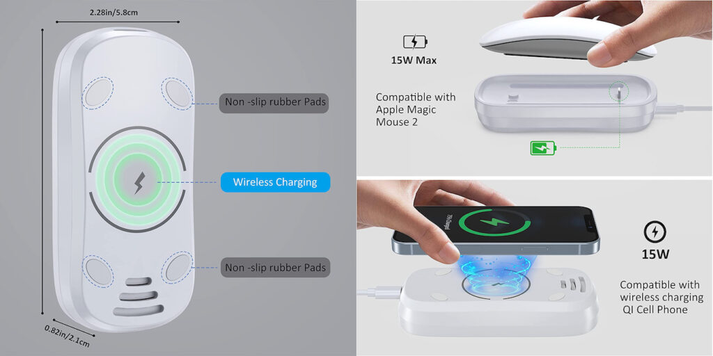 Magic Mouse 2を裏返さずに充電でき、Qiワイヤレス充電器としても利用可能な充電ステーション「HONKID Charging ...