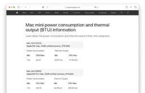 Mac mini (2023)の電力消費と熱出力情報が公開。Apple M2 Proチップモデルの待機電力は約7Wで最大電力消費量はM2の倍の ...