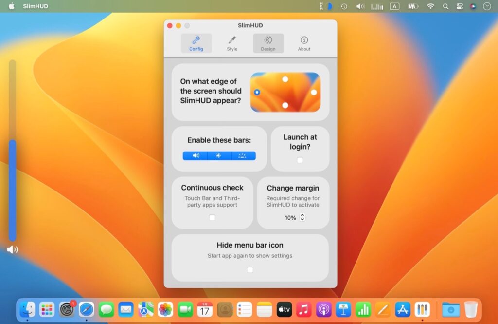 macOSのボリュームやディスプレイ輝度のHUD表示をスリムにしてくれる「SlimHUD」に新しいアイコン表示やイン/アウトアニメーションが追加。