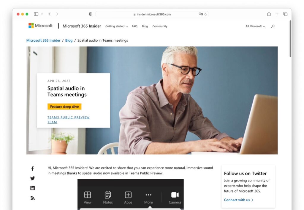 Microsoft、空間オーディオをサポートした「Teams」のPublic Preview版を公開。