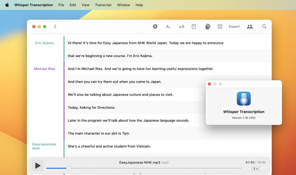 OpenAIのWhisperを利用して音声をテキストへ変換できるMacアプリ「Whisper Transcription」がポッドキャストの ...