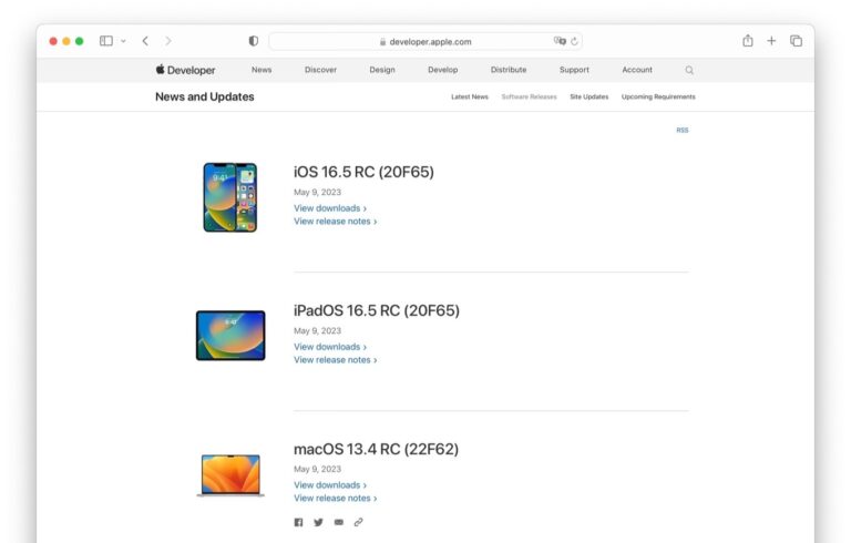 Apple、開発者向けに「macOS 13.4 Ventura」や「iOS/iPadOS 16.5」、「iOS/iPadOS 15.7.6」のRC版を公開。来週にも正式リリース。