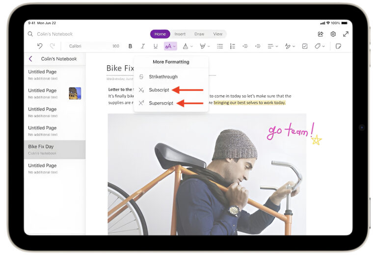 Microsoft、数式や脚注などに利用される上付き/下付き文字をサポートした「OneNote for iPad」のInsider版を公開。