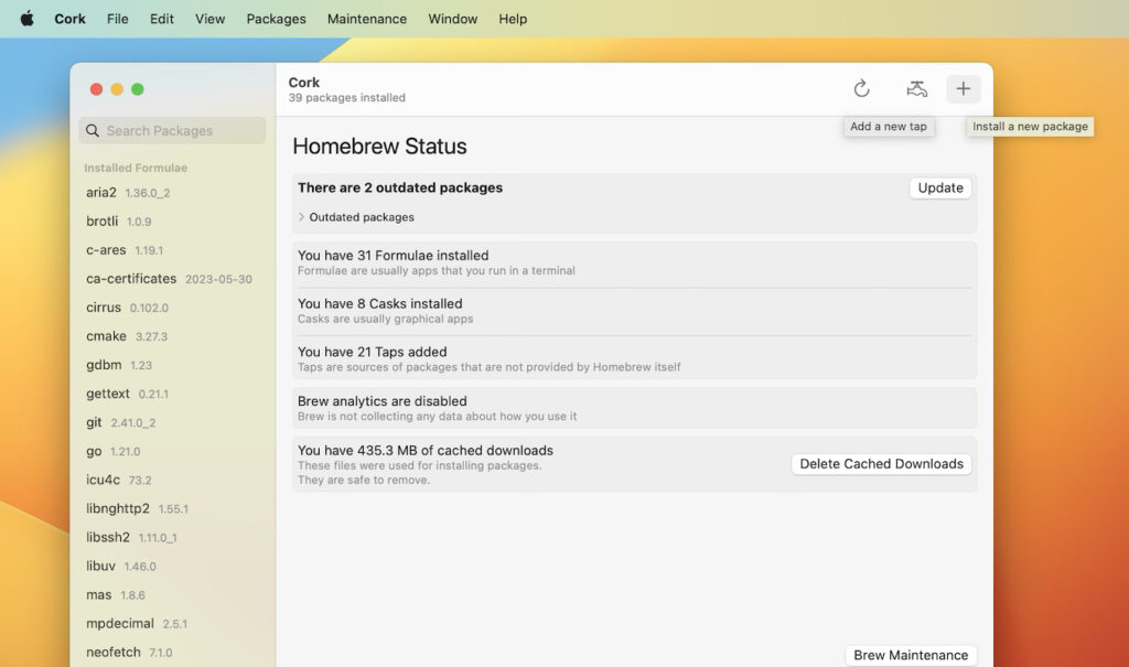 Homebrewパッケージの管理をGUIで行うことが出来るアプリ「Cork」のデモ版がリリース。