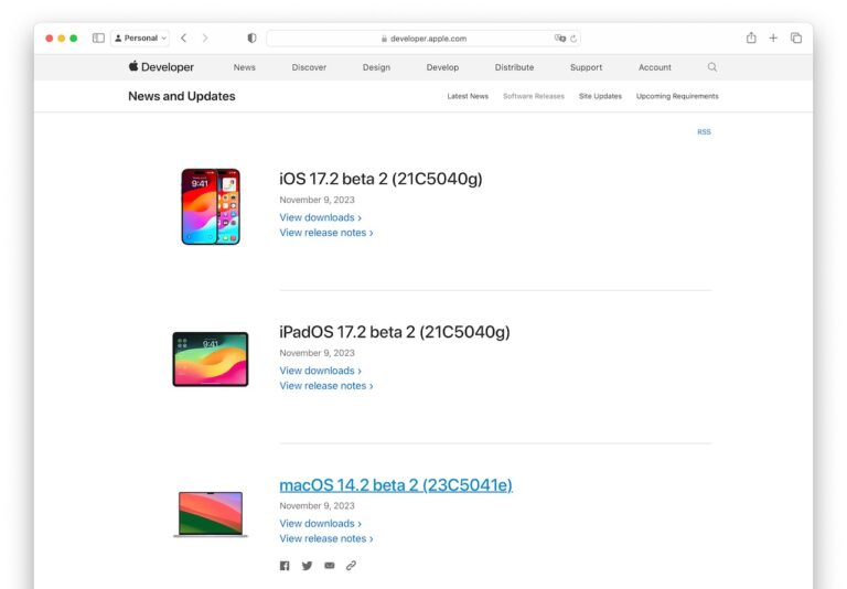 Apple、開発者向けに「macOS 14.2 Sonoma」や「iOS/iPadOS 17.2」などのBeta 2を公開。