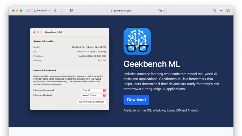 機械学習ベンチマークアプリ「Geekbench ML v0.6 for iOS/Android (Preview)」がmacOSとWindows、Linuxに対応。iOS版は ...