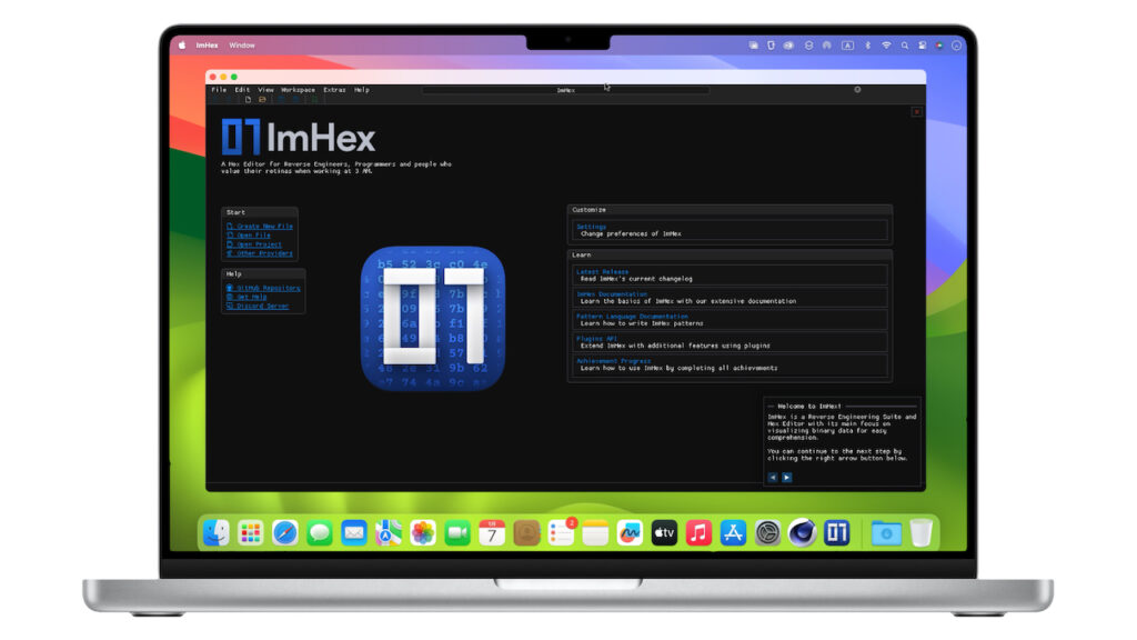 リバースエンジニア向けに開発されたオープンソースのバイナリエディタ「ImHex」にApple Silicon Buildが登場。