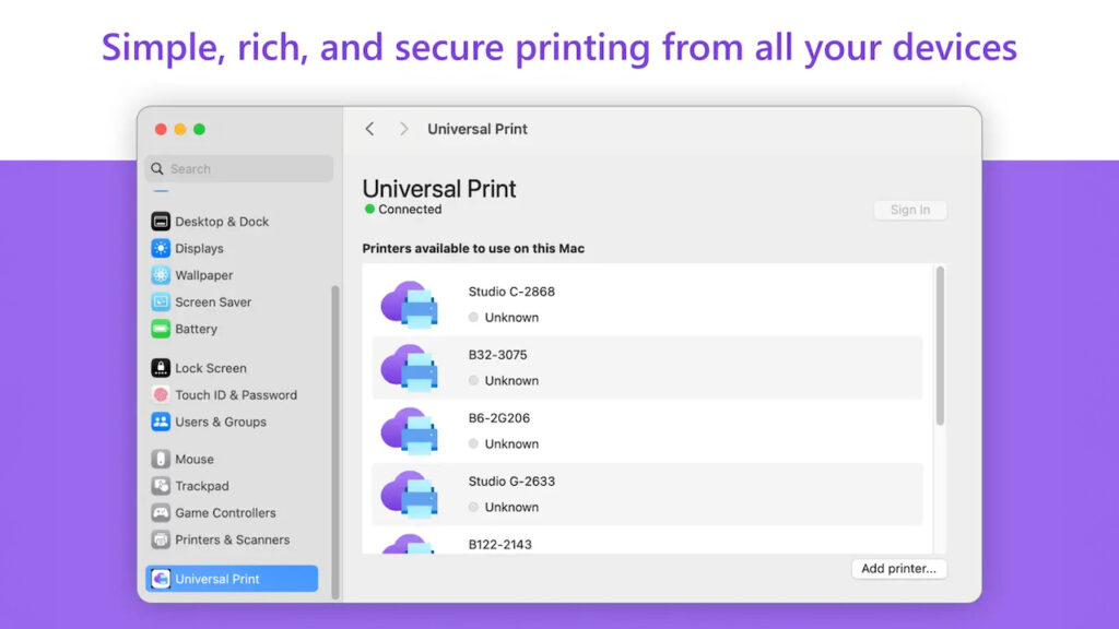 Microsoft、クラウドサービスを通じて組織内のプリンターを利用できる「Universal Print」をMacでもPublic Preview開始。