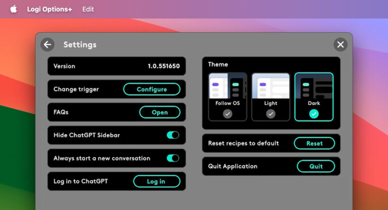 Logitech、ワンクリックでChatGPTにデータを渡し処理できる「Logi AI Prompt Builder」を実装した「Logi Options+ v1.70」をリリース。