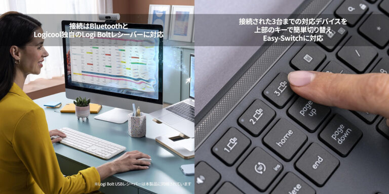 Logicool、最大3台のデバイスと接続可能なテンキー付きのフルサイズ・ワイヤレスキーボード「Signature Slim K950」を発売。