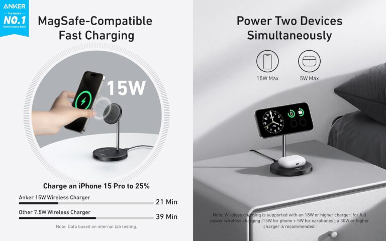米Anker、マグネット接続式のワイヤレス充電スタンドをQi2へアップグレードした2-in-1ワイヤレス充電器「Anker MagGo Wireless Charger (2-in-1 ...